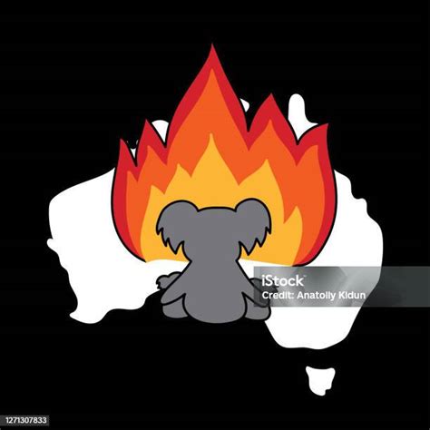 코알라 엄마와 두 아이 앉아 서 호주 에서 화재 만화 벡터 일러스트 곰에 대한 스톡 벡터 아트 및 기타 이미지 곰 귀여운 기도하기 Istock