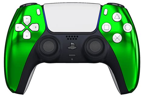 Tcp Chrome Green Ps5 Controller With White Buttons And Back Shell The