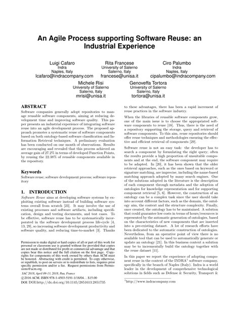 Pdf An Agile Process Supporting Software Reuse An Industrial Experience