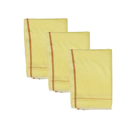 Bhagalpuri Ethnic Large Gamcha Towel Yellow Pack Of 3 Ethnicalive
