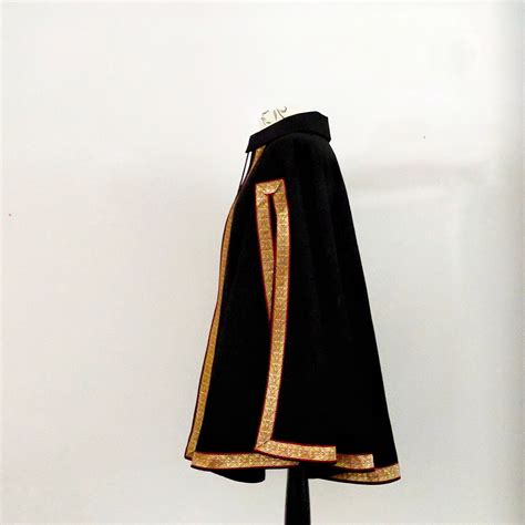 Fencing Cape Rapier And Sword Cape Made Of Black Twill Decorated With