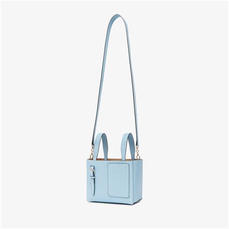 Womens Blue Luxury Grained Leather Bucket Bag Valextra Soft