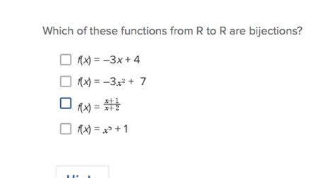 which of these functions from r to r are bijections