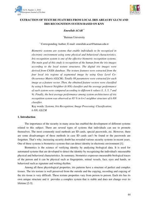 Pdf Extraction Of Texture Features From Local Iris Areas By Glcm And Iris Recognition System