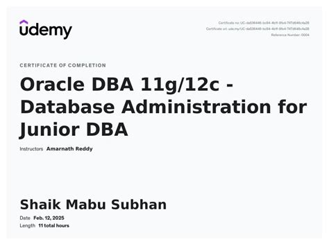oracle oracledba dba oem dba12c subhan shaik