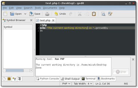 Shell How To Run Php Code In Gedit Using External Tools Plugin