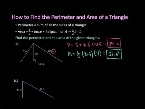 Perimeter And Area Of Triangle Calculating The Perimeter And Area Of