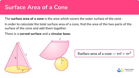 surface area of a cone math steps examples and questions