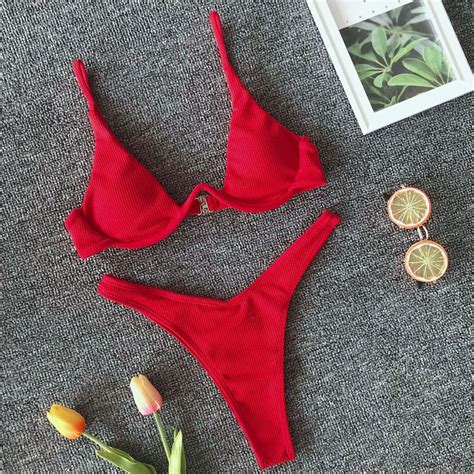 Sexy Mini Thong Micro Bikinis Sets Swimsuit Beachwear Lady S Underwired