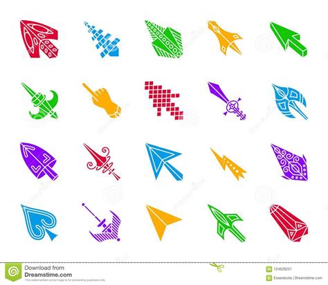 Mouse Cursor Color Silhouette Icons Vector Set Stock Vector Illustration Of Cursor Icon