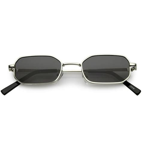 Extreme Small Thick Metal Rounded Rectangle Sunglasses Neutral Colored
