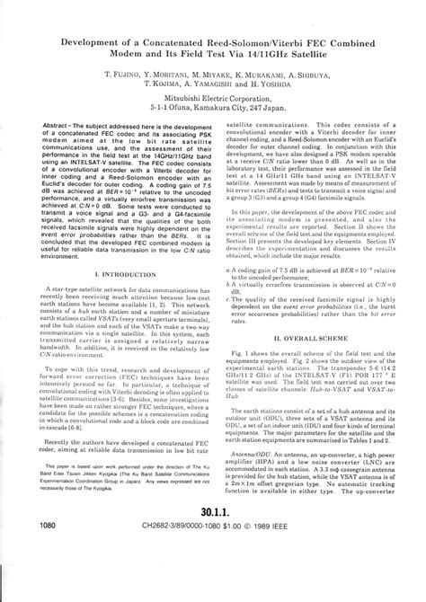 pdf development of a concatenated reed solomon viterbi fec combined modem and its field test