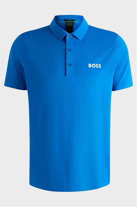 Boss Active Slim Fit Polo Shirt With Bonded Seams Blue