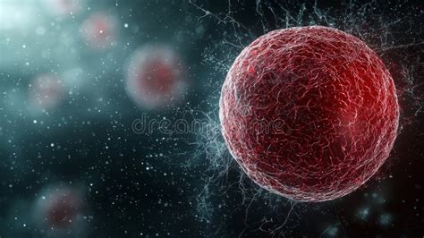 A Close Up Of A Red Cell With A Fuzzy Surface In A Dark Glowing Space Other Red Cells Are
