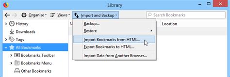 Import Bookmarks From An HTML File Firefox Help