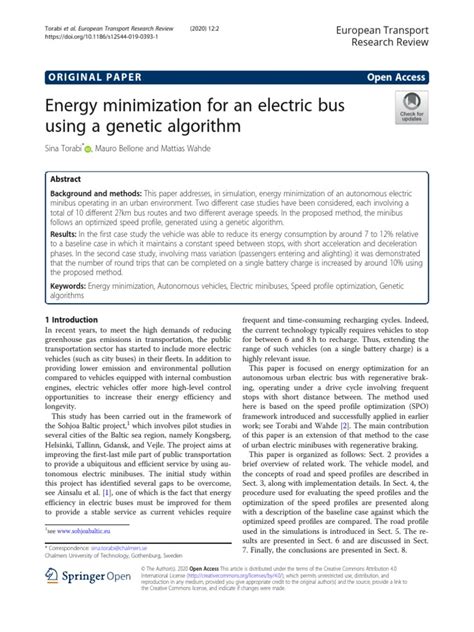 Energy Minimization For An Electric Bus Using A Genetic Algorithm Pdf Vehicles Hybrid Vehicle