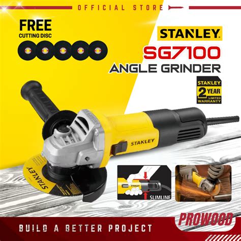 Stanley Sg7100 4 Inch Angle Grinder 750w Foc 5pcs Cutting Disc Shopee Malaysia