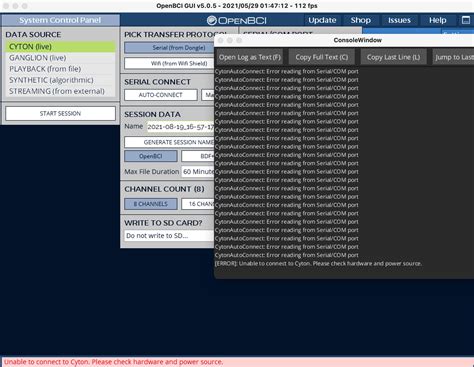 Unable To Connect To Cyton Issue 991 OpenBCI OpenBCI GUI GitHub