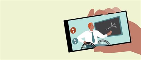 장애인 교사의 포괄적 인 온라인 강의를 전자 학습 플랫 벡터 스톡 일러스트 레이 션 또는 복사 공간 템플릿으로 가상현실에 대한 스톡 벡터 아트 및 기타 이미지 Istock