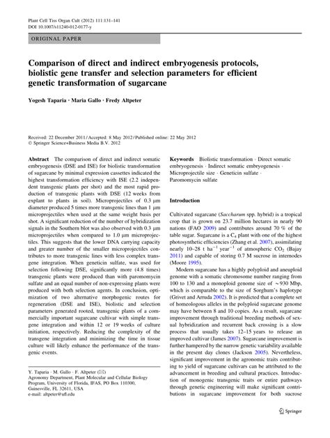 Pdf Comparison Of Direct And Indirect Embryogenesis Protocols