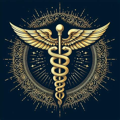 Un Emblema Médico De Oro Con Un Símbolo Médico Y Un Símbolo Médico