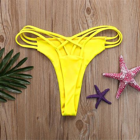 Sexy Thong Bikini Bottoms Women Red G String Brazilian Thongs Women Swimming Beach Bathing