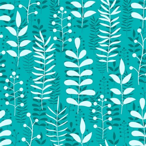 Цветочный бесшовный узор с ветвями и листьями Премиум векторы