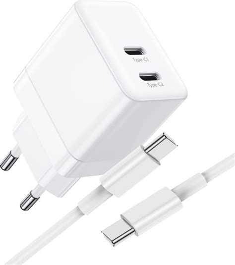 W USB C Adapter USB C Opladerkabel Met Usb C Poorten USB C Snellader Voor Bol