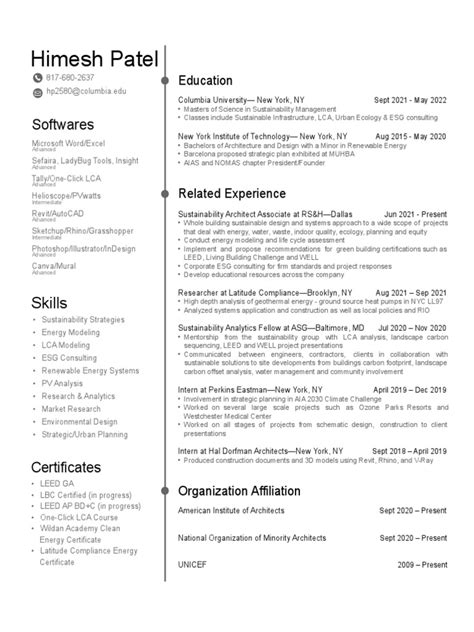 Himesh Patel Resume Pdf Pdf Life Cycle Assessment Sustainability