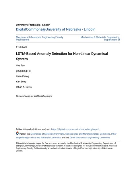 PDF LSTM Based Anomaly Detection For Non Linear Dynamical System