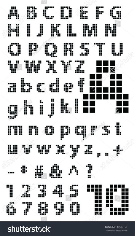 Pixel Font 8bit Pixel Alphabet Letters Stock Vector Royalty Free 148523159 Shutterstock