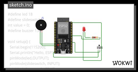 Slide Switch With Buzzer Wokwi Esp32 Stm32 Arduino Simulator