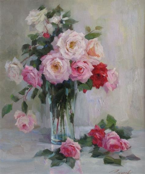 Фото 30 Изящные натюрморты с розами и пионами Юрия Николаева Anneta2012