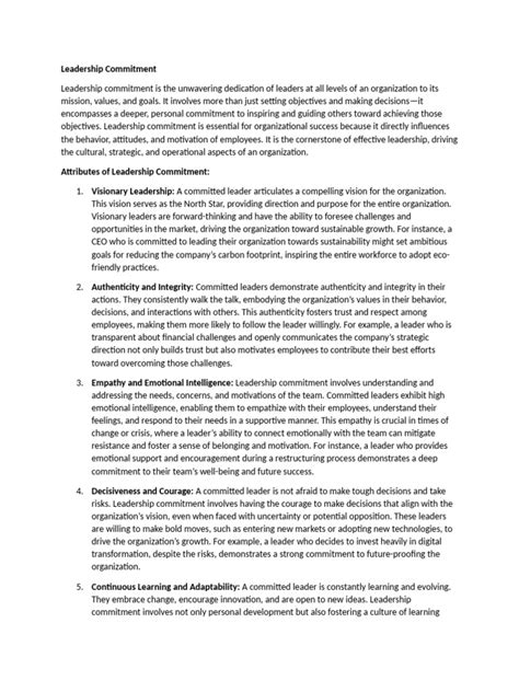 Leadership Commitment Pdf Leadership Motivational