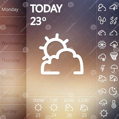 Weather Widget Ui Set Stock Vector Illustration Of Icon 43384820