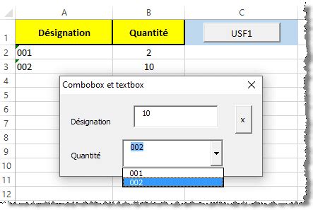 Valeurs Combobox Et Un Textbox Pour Les Valeurs Correspondantes