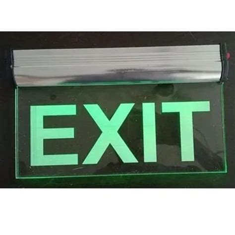 Graphics Green And Silver LED Exit Sign Board Shape Rectangle Dimensions X Inch H X W