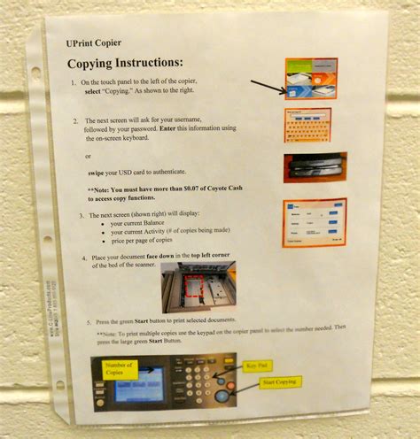Copying Instruction Location 3rd Floor East Side Usd University