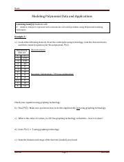 Modeling Polynomial Data And Applications Analyzing And Course Hero