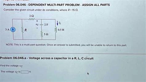 Problem 06046 Dependent Multi Part Problem Assign All Parts