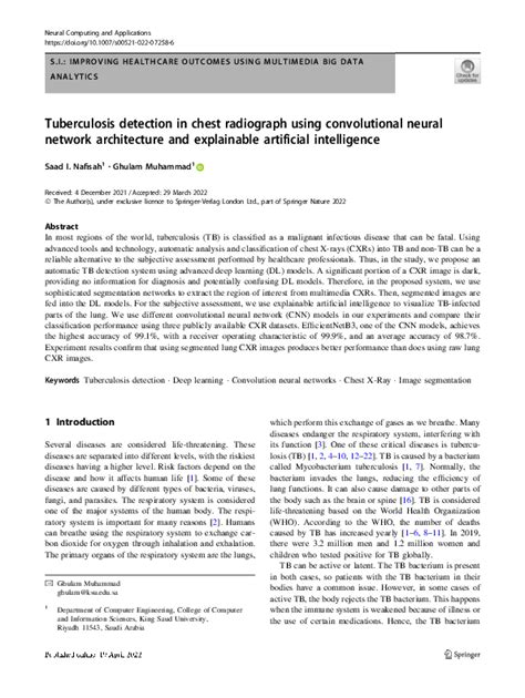 Pdf Tuberculosis Detection In Chest Radiograph Using Convolutional Neural Network Architecture
