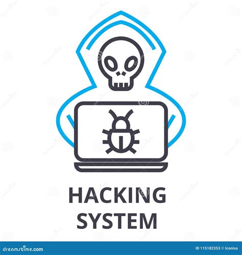 Hacking System Thin Line Icon Sign Symbol Illustation Linear Concept Vector Stock Vector