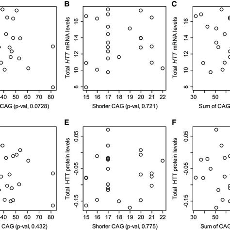 Independence Between Cag Repeat Size And Total Htt Mrna Protein Levels