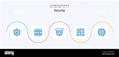 Security Blue 5 Icon Pack Including Locked Security Cctv Password