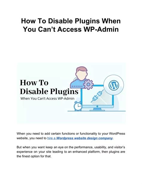 Ppt How To Disable Plugins When You Cant Access Wp Admin Powerpoint