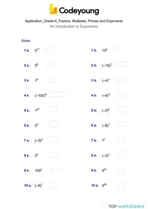 An Introduction To Exponents Application Interactive Worksheet