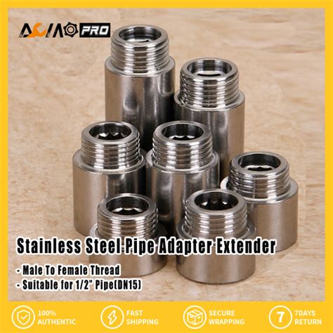 Aumopro 1pc 1 2“ Male To Female Thread Tube Connector Extender Stainless Steel Internal And