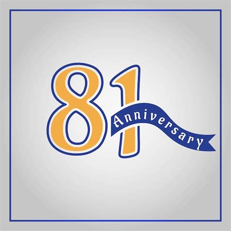 파란색 리본 벡터를 사용하여 노란색과 파란색으로 색칠된 년 기념일 축하 로고타입 프리미엄 벡터