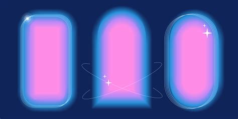 흐릿한 벡터 템플릿 모양 설정 Y2k 아우라 브루 탈리즘 효과 궤도 별 다채로운 현대 장식 홀로그램 그라데이션 요소 컬렉션 플랫 레이에 대한 스톡 벡터 아트 및 기타 이미지