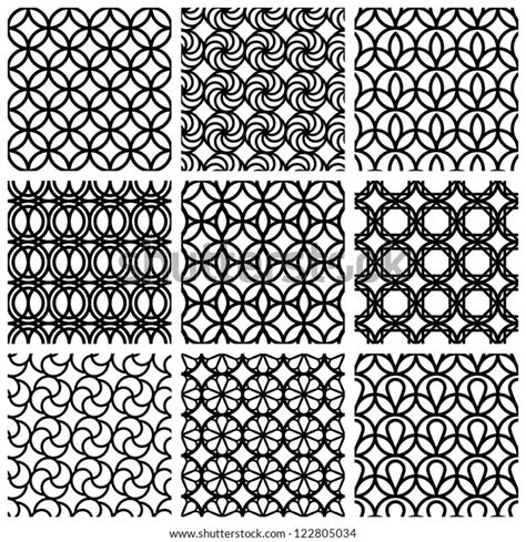Monochrome Geometric Seamless Patterns Set Vector Stock Vector Royalty Free 122805034